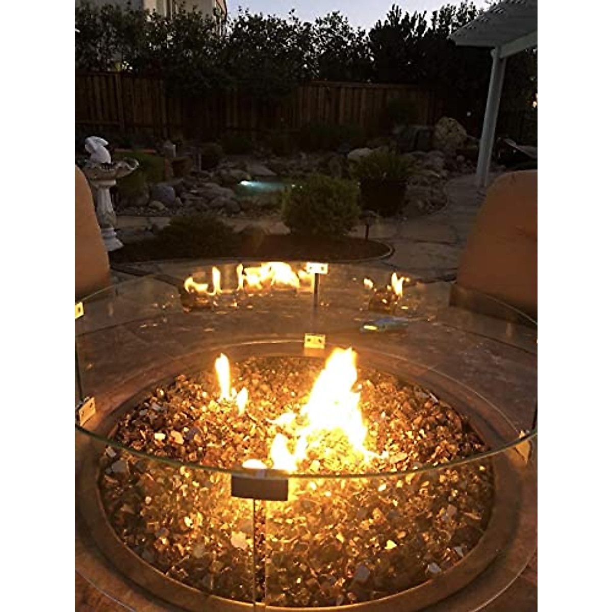 AMS Fireplace 36" Round Fire Pit Glass Wind Guard | Clear Tempered Glass Flame Protective Pane. Wind Resistant with Aluminum Corner Bracket and Rubber Feet