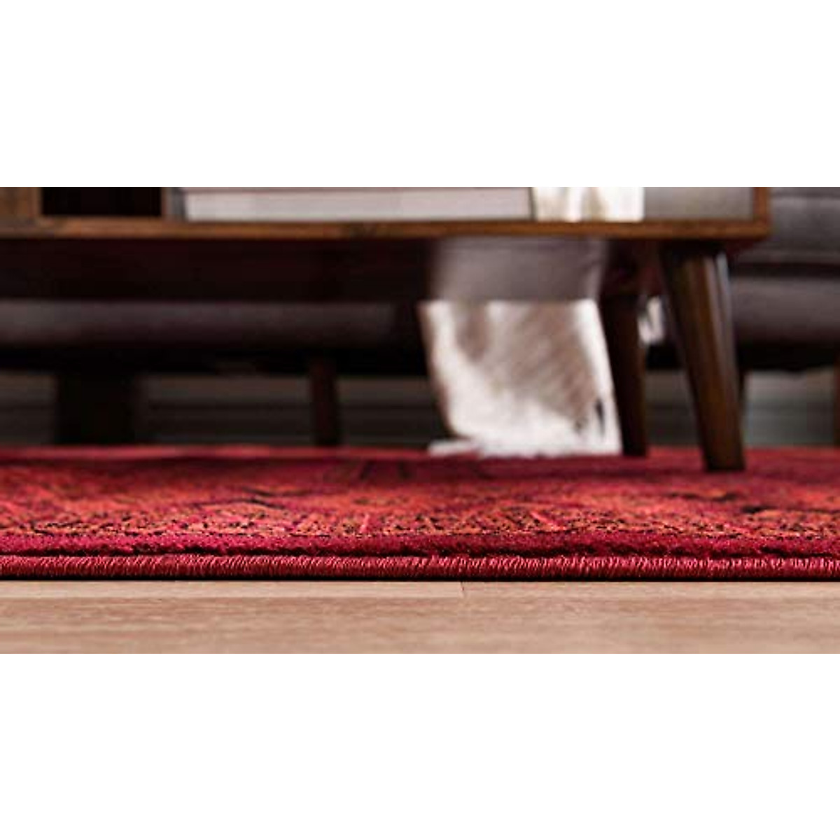 Unique Loom Tekke Collection Over-Dyed Saturated Traditional Torkaman Area Rug, 5 x 8 ft, Red/Black