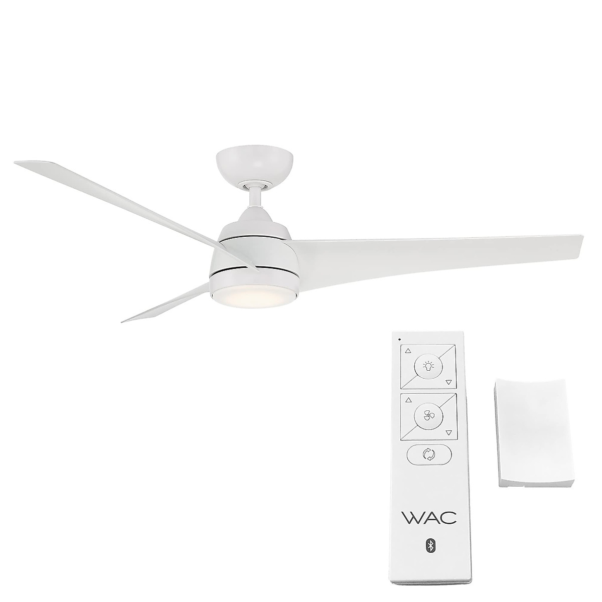 WAC Smart Fans Sonoma Indoor and Outdoor 3-Blade Ceiling Fan 56in Matte White with 3000K LED Light Kit and Remote Control works with Alexa and iOS or Android App