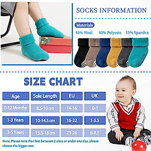Kids Baby Boy Girls Wool Socks Thick Animal Stripe Winter Soft Warm Thermal Child Toddler Boot Cozy Crew Socks 6 Pairs (Bear, 3-5 Years)