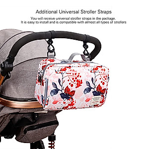 MOMIGO Baby Diaper Caddy Bag - Diaper Caddy Tote Baby Stroller Bag Nursery Storage Bin for Diapers, Wipes & Toys Mini Diaper Bag for Outdoor （Flower）