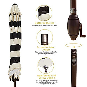 Abba Patio 9' Patio Umbrella Market Umbrella Outdoor Table Umbrella with Push Button Tilt & Crank for Patio, Black and Cream Stripe