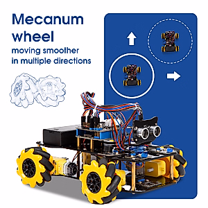 ACEBOTT Smart Robot Car Kit, 4WD Remote Control Car Compatible with Arduino IDE, Electronic Programming Project/STEM Education/Science Coding Kit for Teens and Adults Ages 12+ (V5.0 - Smart Robot Car)