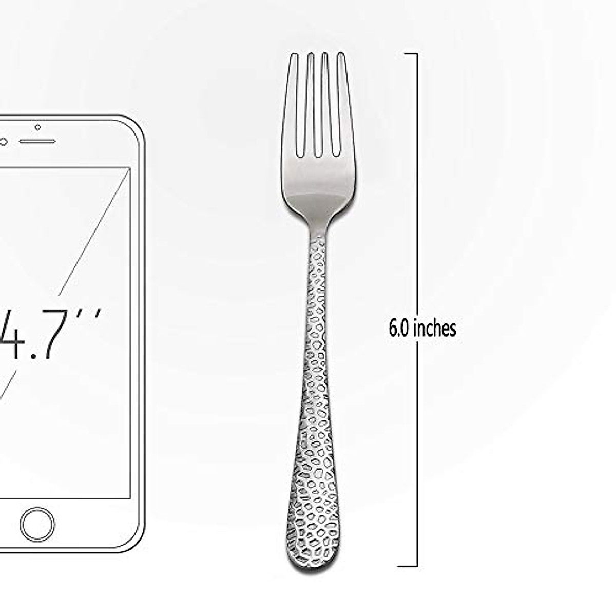 12-Piece Kids Toddler Fork Set, HaWare Stainless Steel Preschooler Utensils Mini Flatware Set, Hammered Pattern(Adult Look) Cutlery, BPA Free and Dishwasher Safe