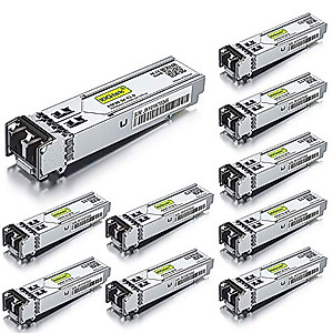 10Gtek 1000BASE-SX Gigabit SFP LC Multi-Mode Transceiver, Mini-GBIC Module for Cisco GLC-SX-MMD/GLC-SX-MM/SFP-GE-S, Meraki, Fortinet, Ubiquiti UniFi UF-MM-1G, TP-Link, 850nm, DDM, 550m, Pack of 10
