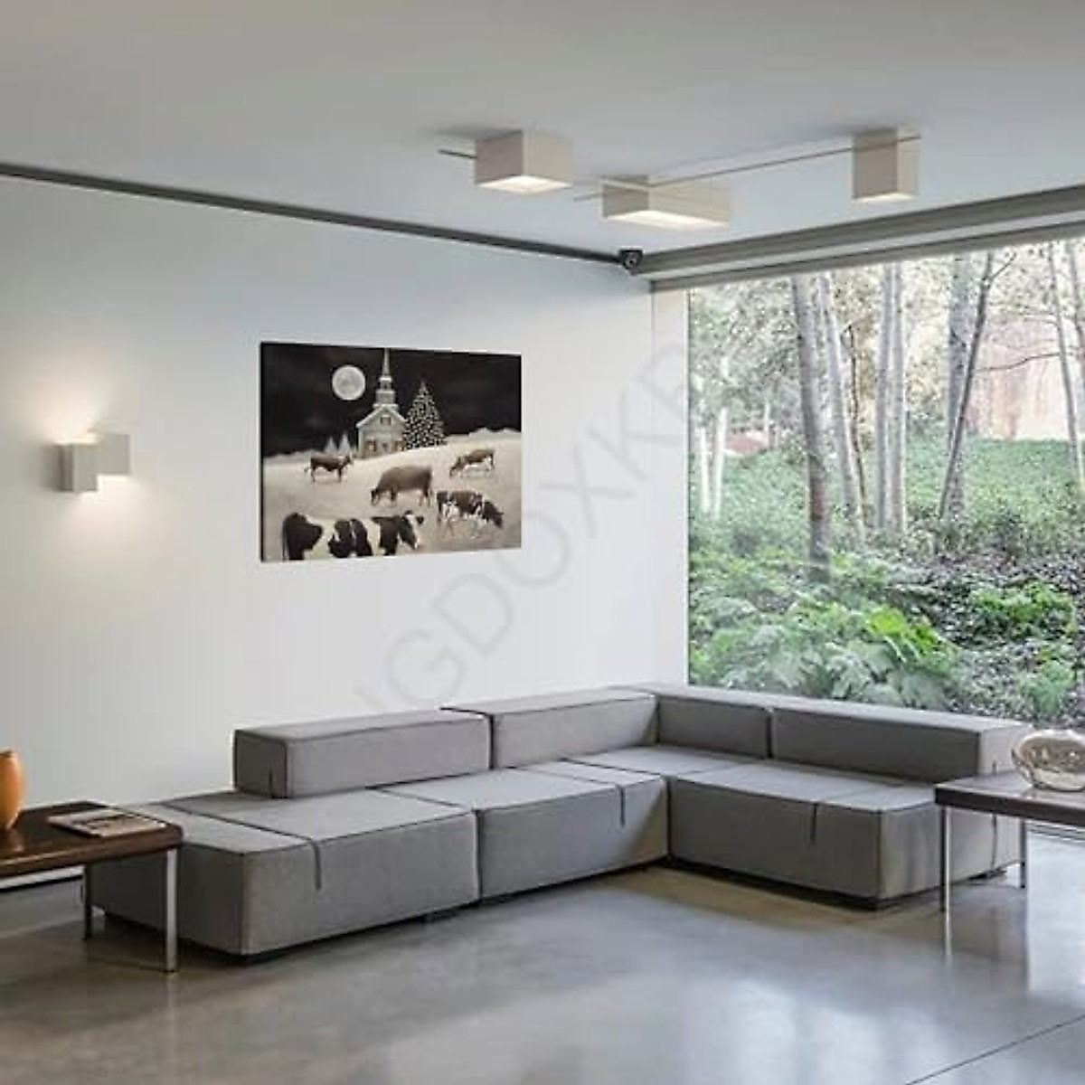 Artist Lowell Herrero Works Vermont Christmas Cow Naive Art American Folk Art Poster Canvas Poster Bedroom Decor Office Room Decor Gift Frame-style 20x16inch(50x40cm)