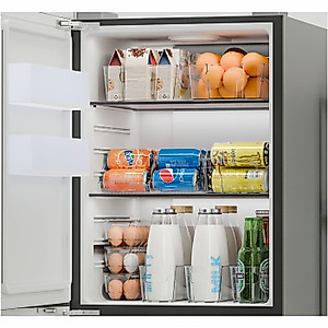 Cq acrylic Fridge Organizer,BPA-Free Clear Plastic Refrigerator Organizer Bins with Handle for Cabinet, Kitchen, Countertops, Cupboard, Freezer Organization, Set of 8, Large, 8PCS-Zuhe Box