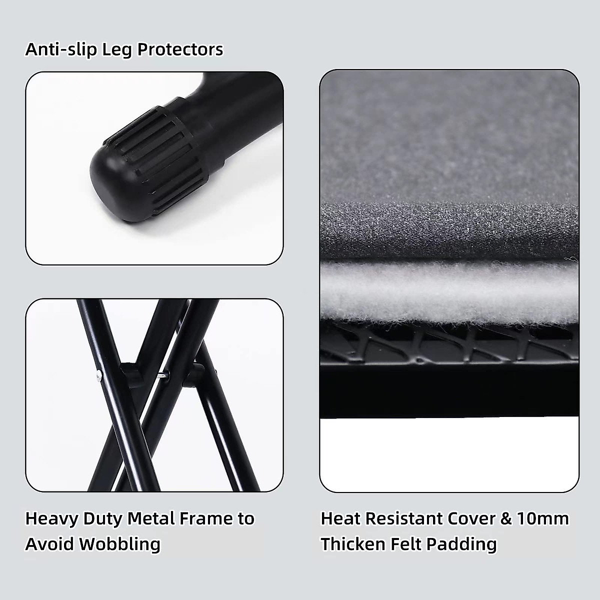 Duwee 17"x48" Steel Top Extra Wide Ironing Board with Retractable Iron Rest, Adjustable Height,Foldable Ironing Boards with 10 mm Thicken Feltpad and Cover,Heavy Duty Legs