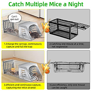 Humane Rat Trap Outdoor Chipmunk Rodent Trap Humane Mouse Trap Indoor Squirrel Trap,Metal Humane Rat Mouse Live Cage Trap,Sensitive Pedal Trigger,Live Animal Trap for Rodents,Moles,Voles,Mice