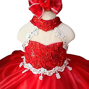 Jenniferwu G035 Infant Toddler Baby Newborn Little Girl's Pageant Party Birthday Dress RED SIZE12-18M