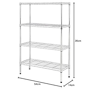 Amazon Basics 4-Shelf Adjustable, Heavy Duty Wide Storage Shelving Unit (350 lbs loading capacity per shelf), Steel Organizer Wire Rack, 36" L x 14" W x 54" H, Chrome Silver