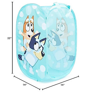Jay Franco Bluey & Bingo Pop Up Hamper - Mesh Laundry Basket/Bag with Durable Handles - Storage for Clothes or Toys