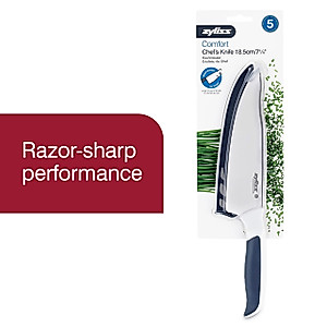 Zyliss Comfort Knife - Japanese Stainless Steel Knife - Non-Slip Contoured Handle for All Hand Sizes - Kitchen Knife with Safety Kitchen Blade Guards - Dishwasher Safe - 8" Chef's Knife