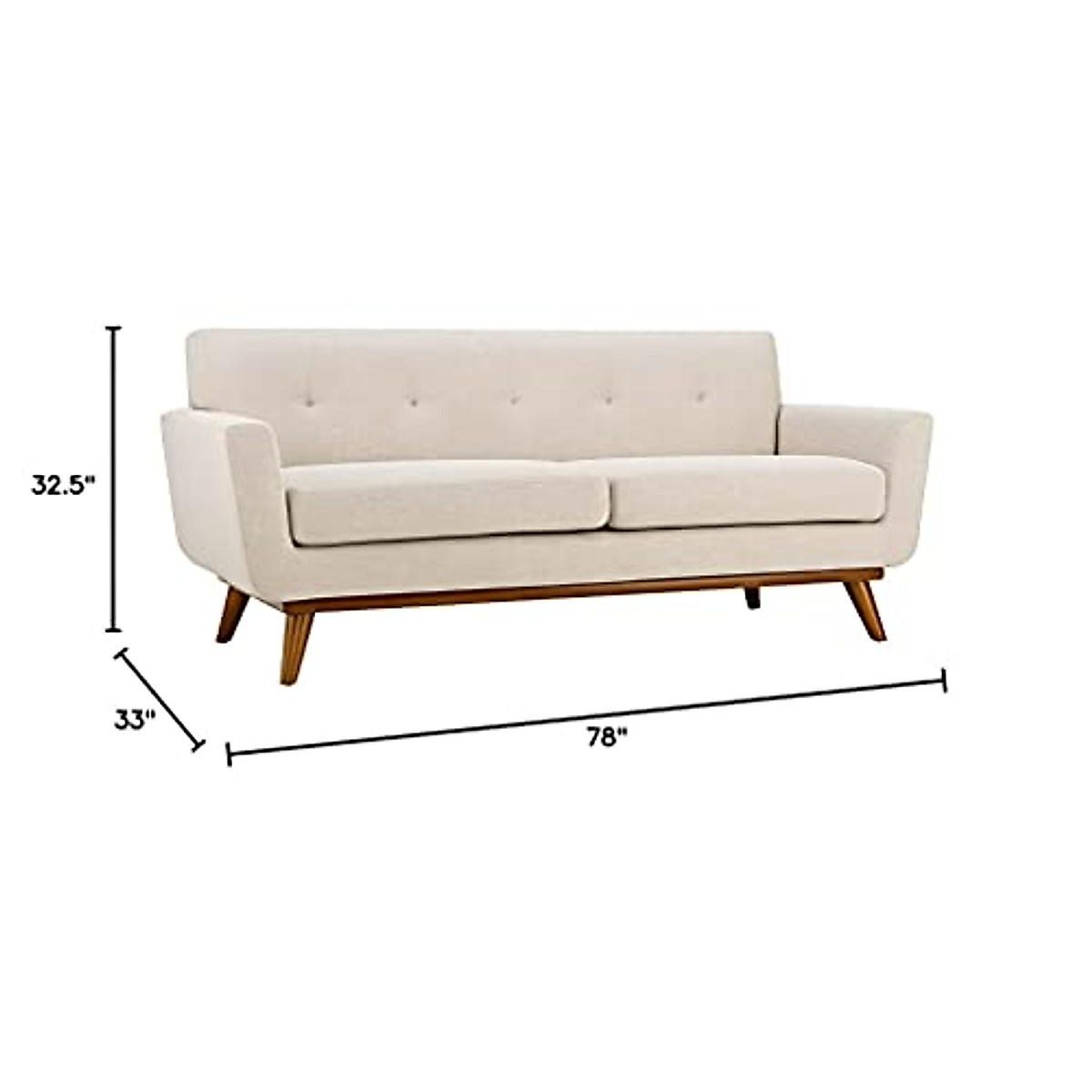 Modway Engage Mid-Century Modern Upholstered Fabric Loveseat in Beige