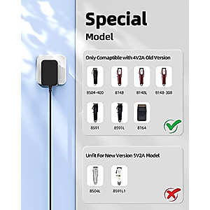 Charger Fit for Wahl Cordless Magic Clipper 8148 8164 8591 8509 1919 8591L 8148L 8148-308 08504-400 97225-002 Clip Shaver AC Adapter Power Cord Supply for S010AZM0400200