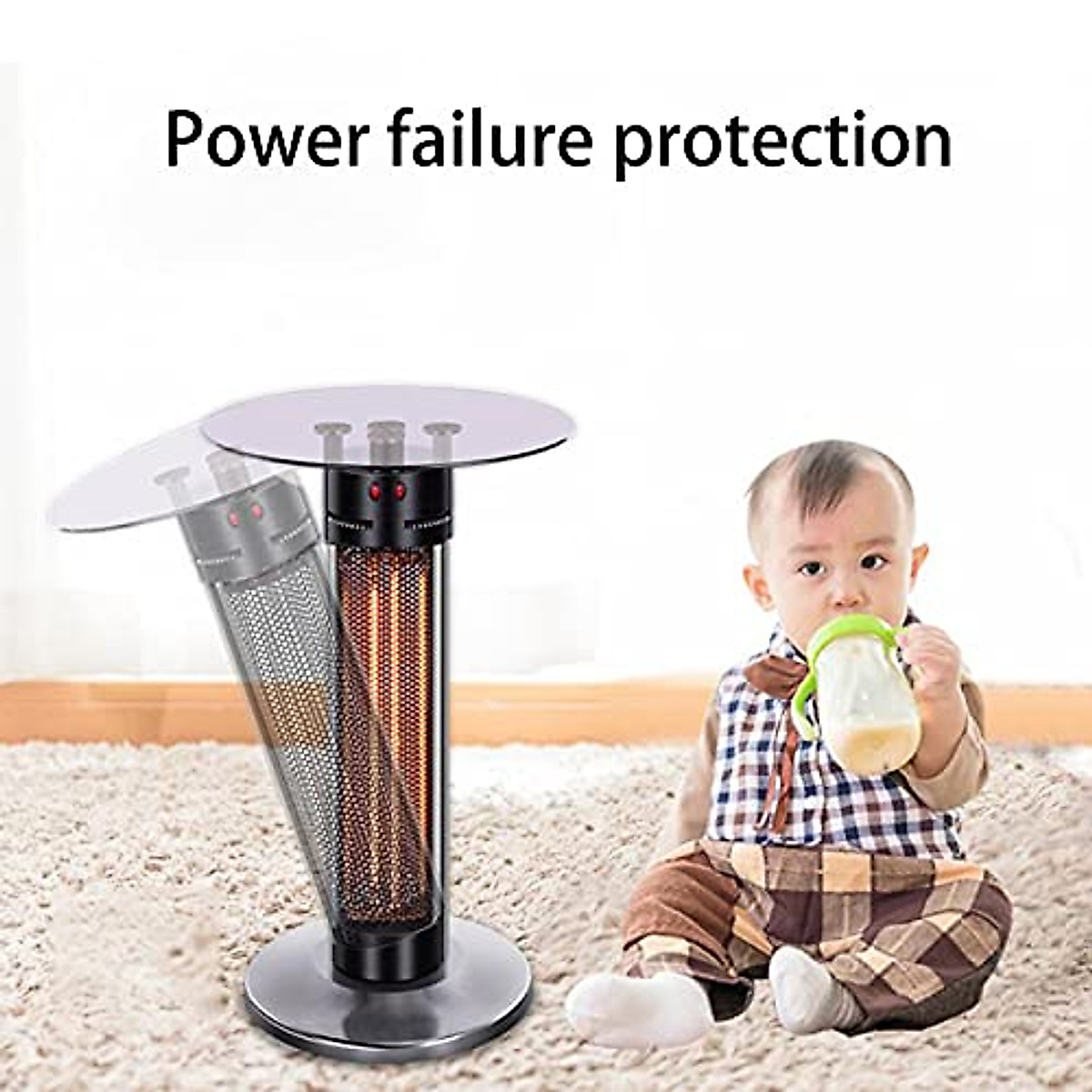 DYCLE Patio Infrared Heater, Outdoor Garden Electric Heater, Carbon Fiber Heater Element, 2 Heating Levels， IP44 Waterproof， Portable Desktop Heater 1900W