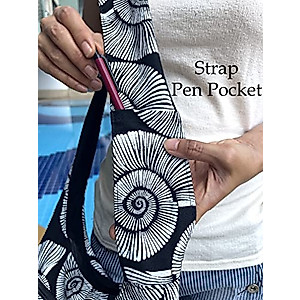 Sea Shell Crossbody Bag - Fully Lined with Front Zippered Pocket - Hippie Hobo Snail Shoulder Purse - Black and White - Medium
