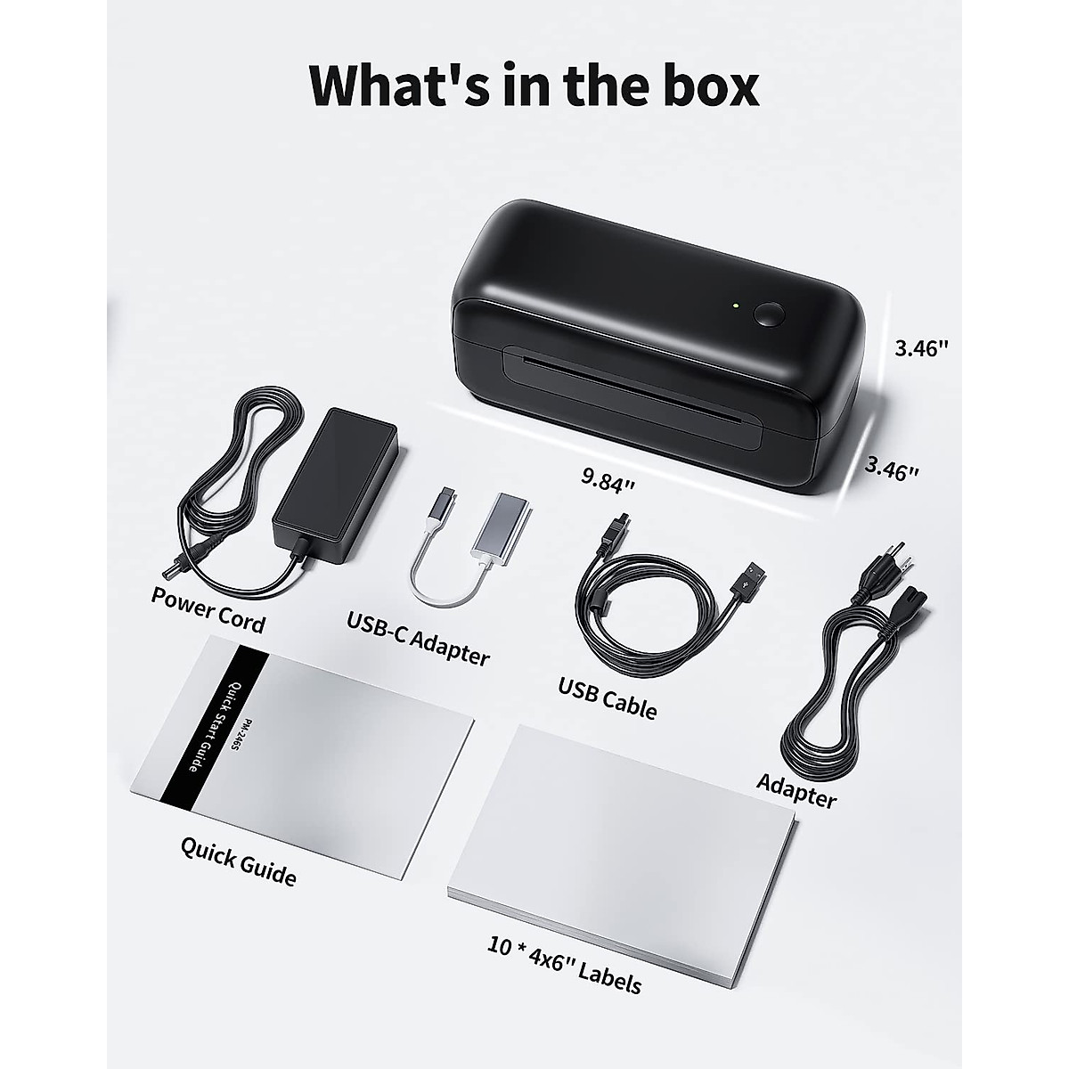 Thermal Label Printer, Shipping Label Printer 4x6, Commercial Direct Desktop Label Printer, Thermal Label Maker Compatible with Amazon, Ebay, Shopify, Etsy, UPS, USPS, FedEx (Black)