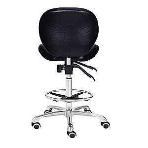 Kaleurrier Adjustable Stools Drafting Chair with Backrest & Foot Rest,Tilt Back,Peneumatic Lifting Height,Swivel Seat,Rolling wheels,for Studio,Dental,Office,Salon and Counter,Home Desk Chairs (Black)