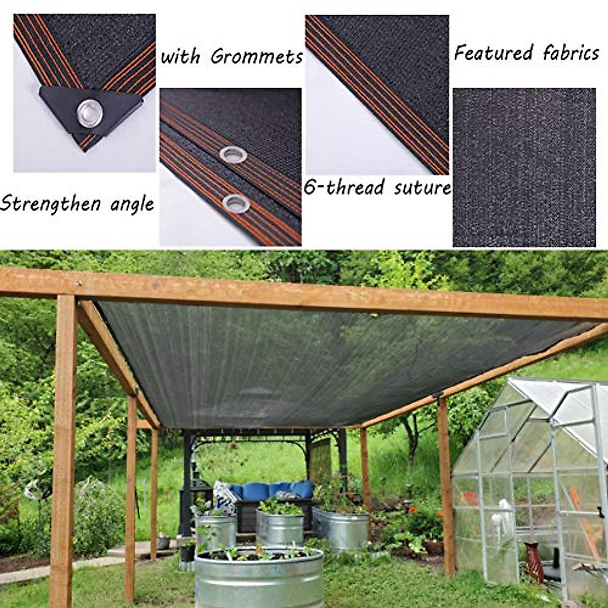 Black Shade Cloth Outdoor Roller Shade,Balcony Privacy Screen Cover, for Plant Cover, Greenhouse, Barn Or Kennel, Flowers, Plants
