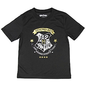 Harry Potter Boys Little Hogwarts Wizard Crest Pajama Short Set, Black 6/7
