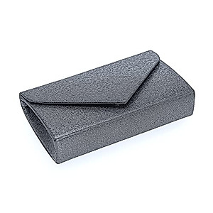 IXEBELLA Women PU Clutch Bag Evening Formal Handbag Wedding Clutch Cocktail Prom Party Purse (Pewter)