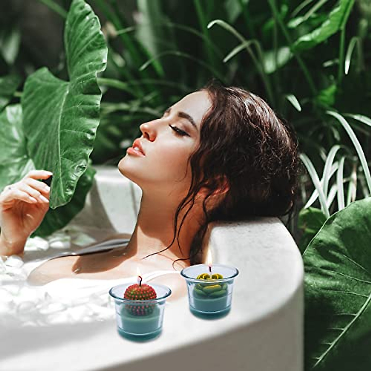 Amusaer Succulent Cactus Tealight Candles in Glass 12 Set Bulk Small Soy Wax Candles for Wedding, Party Favors, Baby Shower, Bridal Shower Green