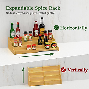 VOPOG Spice Rack Organizer for Cabinet, 4 Tier Expandable Spice Rack, Bamboo Spice Organizer for Kitchen Cabinet, Pantry and Countertop Organization- Natural
