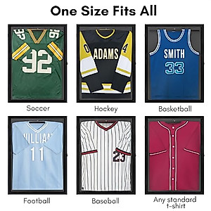 Americanflat Jersey Frame Display Case - 23x31 Lockable Display Case with Hanger - All-Star Collection - Black Sports Jersey Frame Shadow Box with Plexiglass for Baseball, Football, Basketball, Soccer