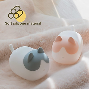 AIMHON Cute Kitty Night Light, Silicone LED Cat Lamp, Nursery Light for Kids Room, Gift for Girl Decorating Room (Pink+Whote)
