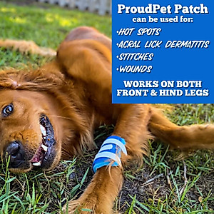 Proud Pet Patches A Better Dog Bandage for Wound Care, Cone Collar Alternative. Recovery Adherent Bandage for Dogs Leg. Cover & Help Licking of Hot Spots, Lick Granuloma, Stitches (Small)