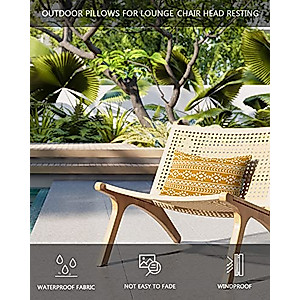 Recliner Head Pillow Ledge Loungers Chair Pillows with Insert Vintage Geometric American Tribal Pattern Yellow Texture Lumbar Pillow with Adjustable Strap Patio Garden Cushion for Bench Couch, 2 PCS