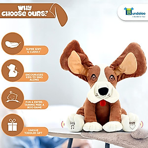 Bundaloo Animated Plush Peek A Boo Singing Dog with Floppy Ears | Plays Peek-A-Boo with Ears & Sings Do Your Ears Hang Low