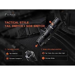 Fenix PD25R EDC Flashlight, 800 Lumen USB-C Rechargeable Dual Switch Pocket Size Lightweight with LumenTac Organizer