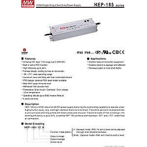 MEAN WELL HEP-185-54A 54V 3.45A 186.3W Single Output Switching Power Supply Harsh Environment