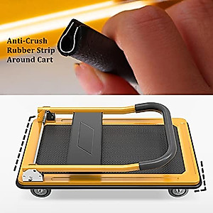 ZLMMY 360 Degree Swivel Wheels and Foldable,Portable Push Pull Cart Dolly,Moving Platform Hand Truck,Load 150KGS (Color : Yellow)