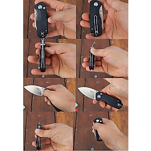 Firebird GANZO FH925-BK Small Pocket Folding Knife Button Lock D2 Steel Blade G10 Anti-Slip Handle with Clip Camping Outdoor EDC Utility Knife Best Gift for Men Women (Black)
