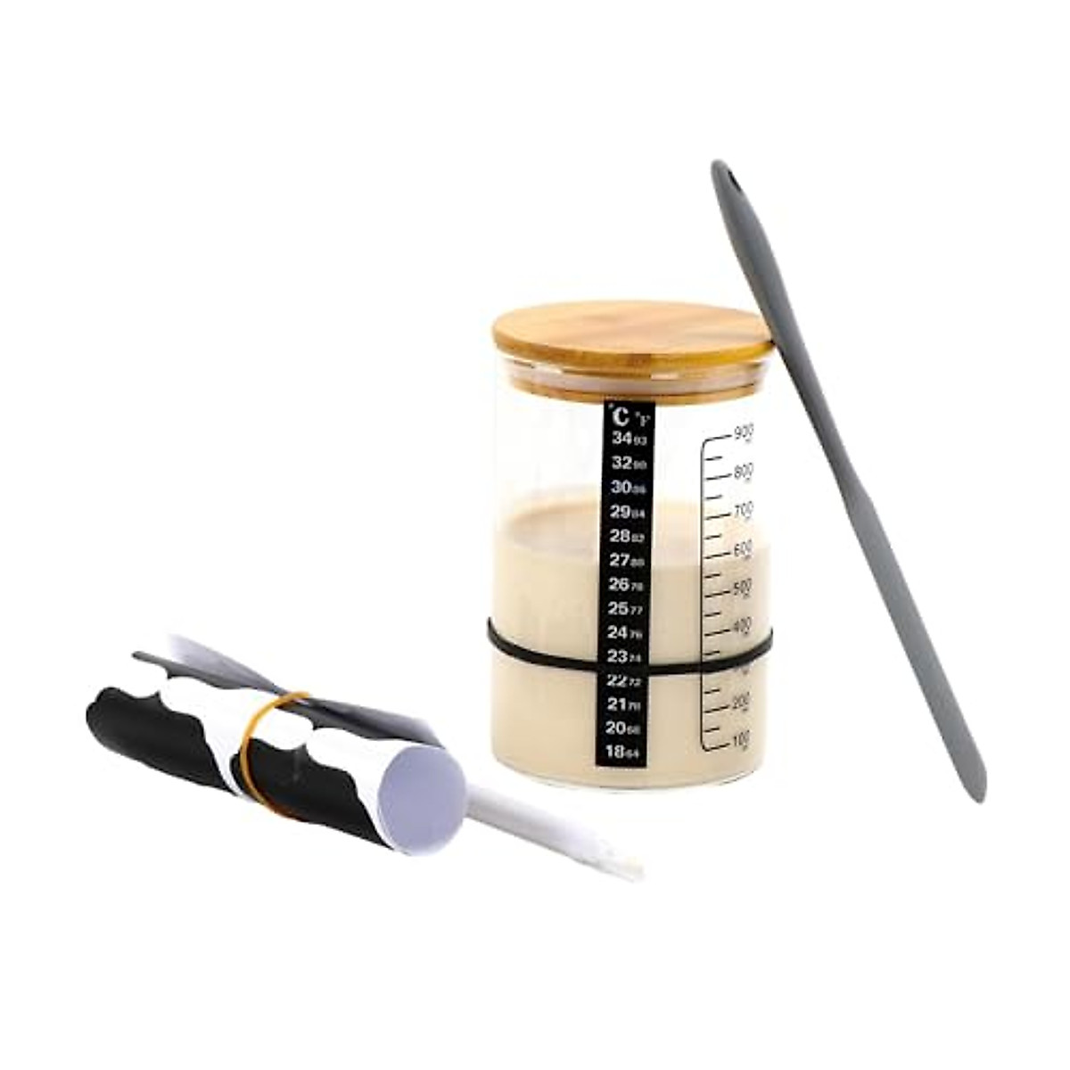 figatia Sourdough Starter Kits Baking Supply Container, Bread Baking, Wide Mouth Sourdough Maker Jar for Kitchen Household