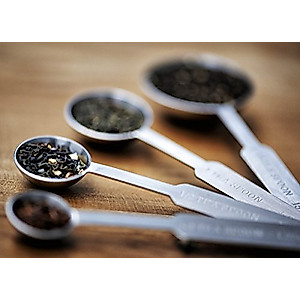 Stainless Steel Measuring Spoons - Set of 4 Premium Metal Spoons - Strong and Durable - Engraved with Metric and Imperial / US Sizes Including Tablespoon and Teaspoon - Ideal for Cooking and General Kitchen Use, for Measuring Liquid and Dry Ingredients