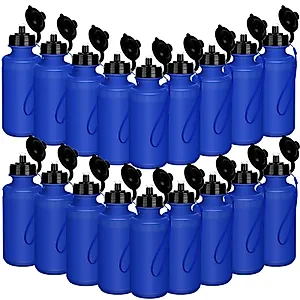 Zubebe 36 Pcs Sports Water Bottles Bulk Bpa-free 20 oz Squeeze Plastic Water Bottle with Nylon Strap Blank DIY Sport Cups for School Team Party Favor Gift Outdoor Football Sport(Blue)