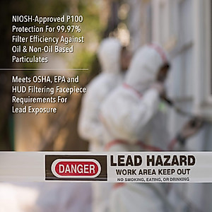 Honeywell Safety Products SAF-T-Fit Plus Disposable Lead Paint Removal P100 Respirator Mask with Exhalation Valve, 1-Pack (RWS-54020)