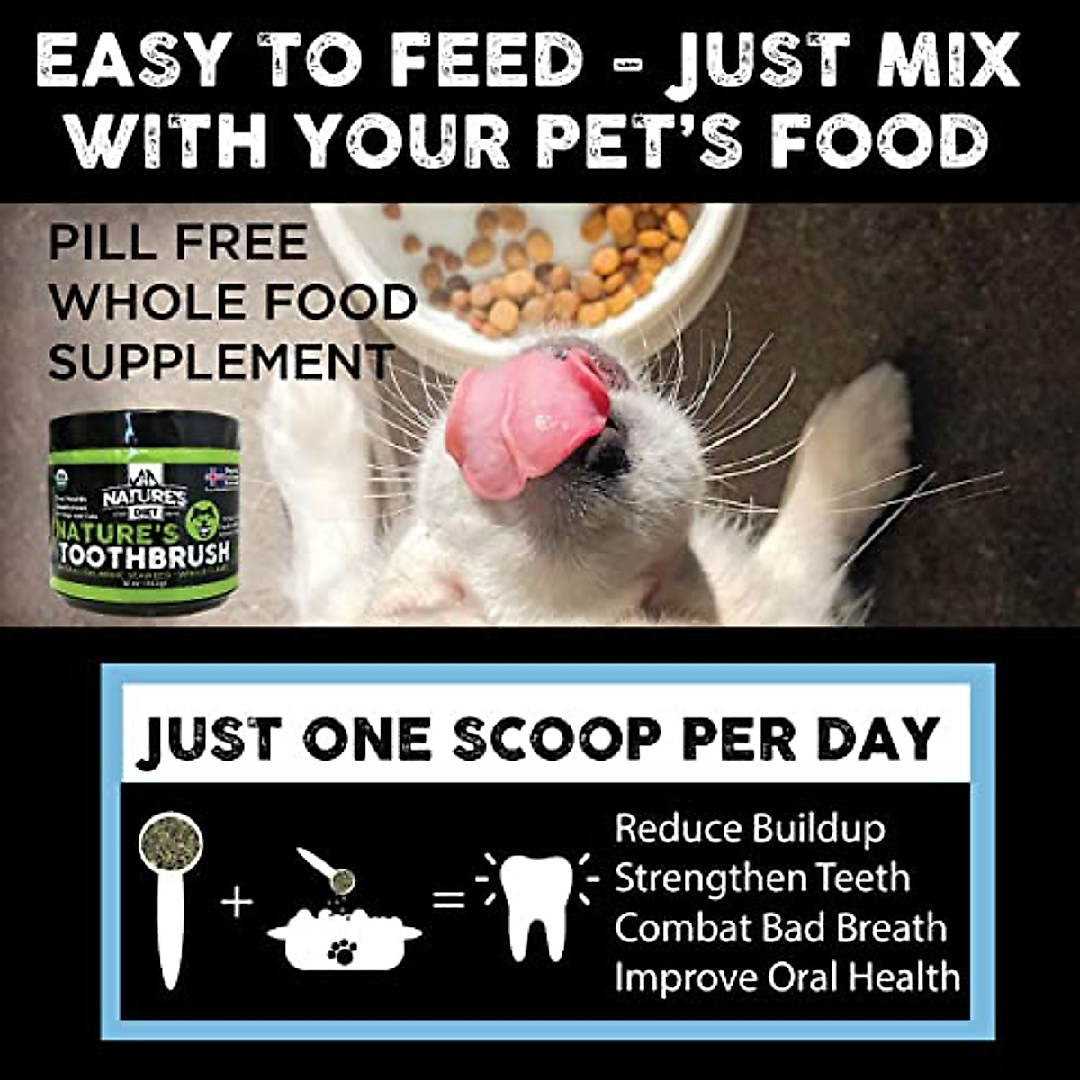 Nature's Diet Nature's Toothbrush Icelandic Seaweed Whole Flakes Oral Health Breath and Build-up Control Daily Meal Topper for Dogs & Cats