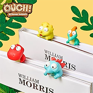 3D Dinosaur Bookmarks for Kids Students, Wacky Funny Christmas Cartoon squashed Bookmarks Novelty Stationery Birthday Party Bookmarks Favors for Teens Boys Girls Friends（4PCS）