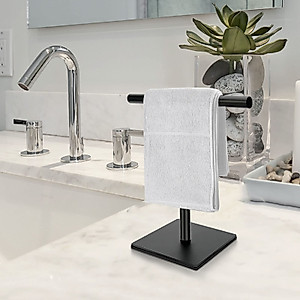 Square T-Shape Hand Towel Holder - Standing Hand Towel Rack for Bathroom or Kitchen Countertops, with SUS304 Stainless Steel Matte Black Finish,Minimalist Style