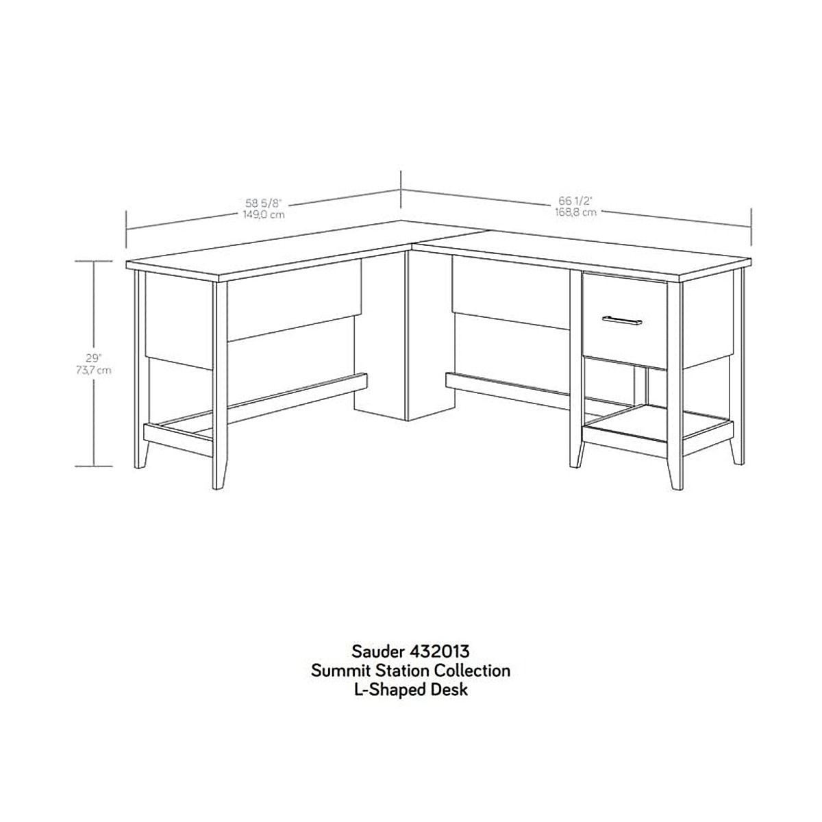 Sauder Summit Station Engineered Wood L-Shaped Desk in Glacier Oak