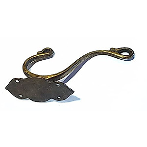 hardwarefinds Large Solid Brass Vintage Antique Style Ornate Double Coat Hat Towel Hook 6 C11