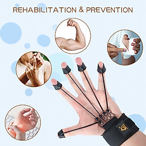Finger Strengthener Stroke Recovery Physical Therapy Equipment Stretcher Hand Strengthener Hand Workout Extension Exerciser Hand Grip Trainer (Enhanced Kit - Black)