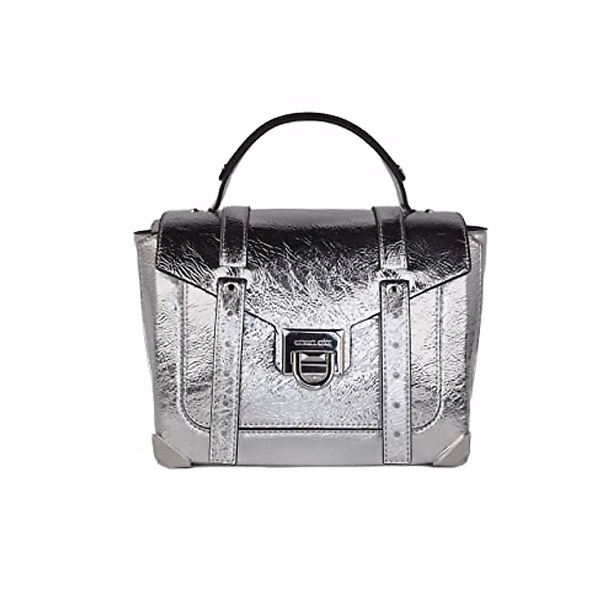 Michael Kors Manhattan Medium Top Handle Bag School Satchel (Silver)