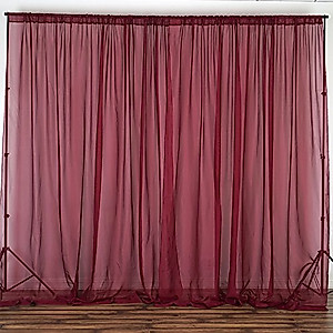 BalsaCircle 10 feet x 10 feet Burgundy Sheer Voile Backdrop Drapes Curtains 2 Panels 5x10 ft - Wedding Ceremony Home Decorations