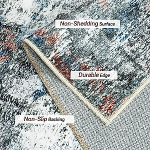 Miukiki 8x10 Area Rugs, Modern Abstract Washable Rug for Living Room, Stain Resistant Non-Shedding Distressed Area Rug with Non Slip Backing for Bedroom (Multi, 8'x10')